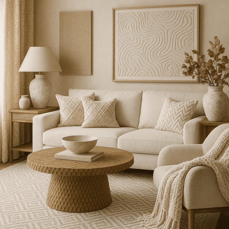 How can textures and patterns enhance neutral color palettes in living ...