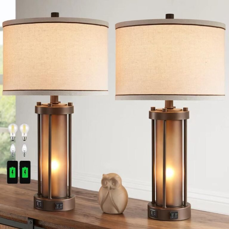 Our Review: Stylish Farmhouse Lamps with USB Ports & Nightlight ...
